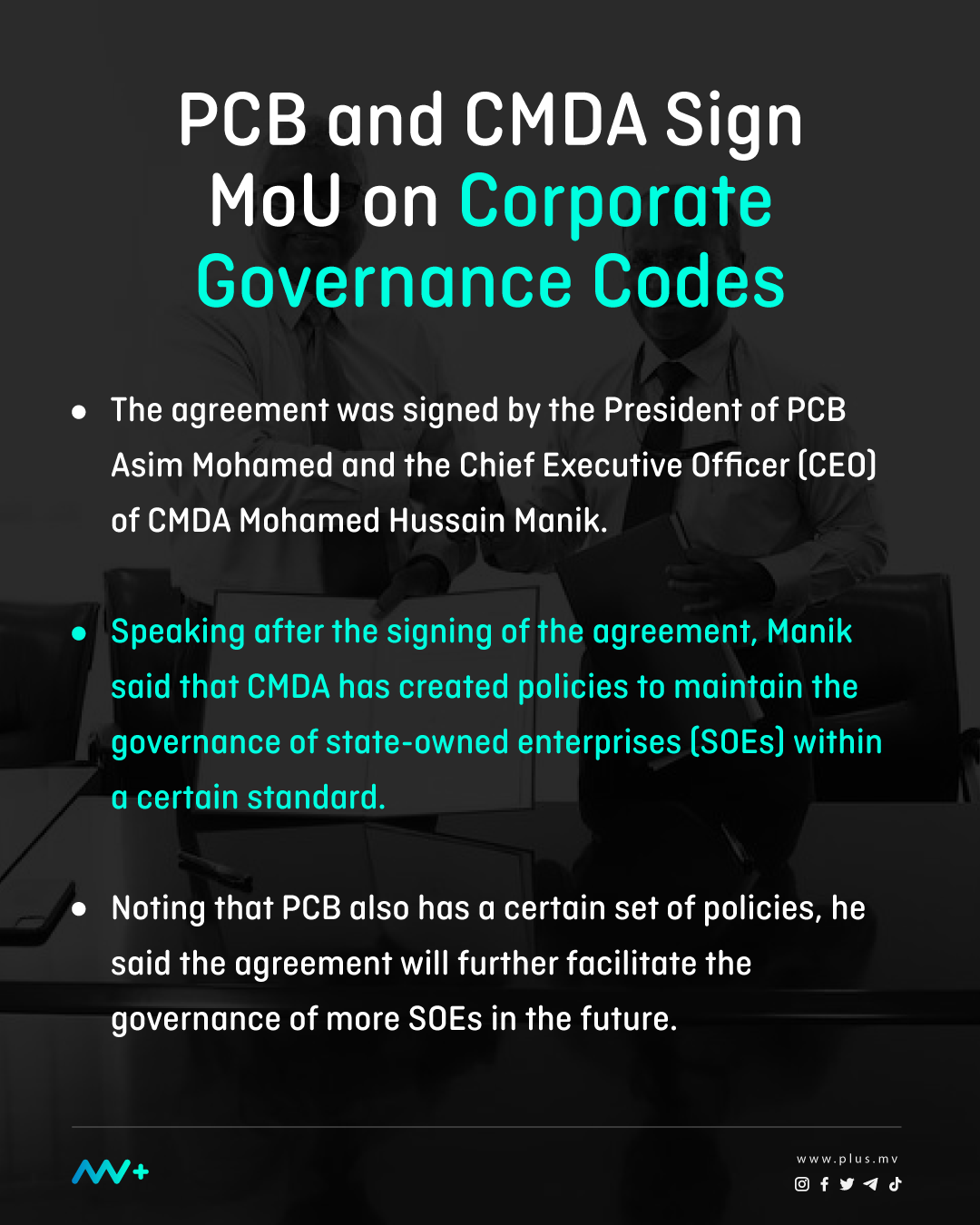 PCB and CMDA Sign MoU on Corporate Governance Codes – MV+